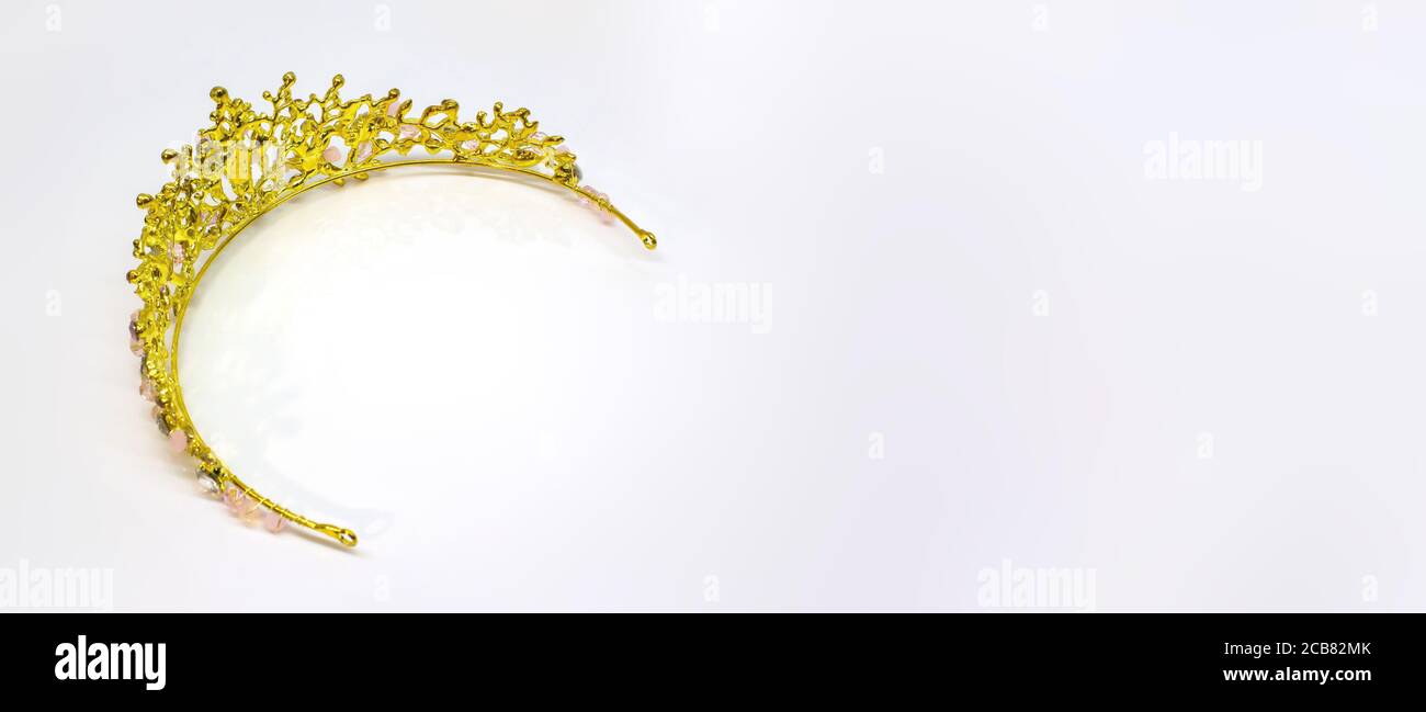 Jewellery gold crown tiara back side, isolated on white background ...