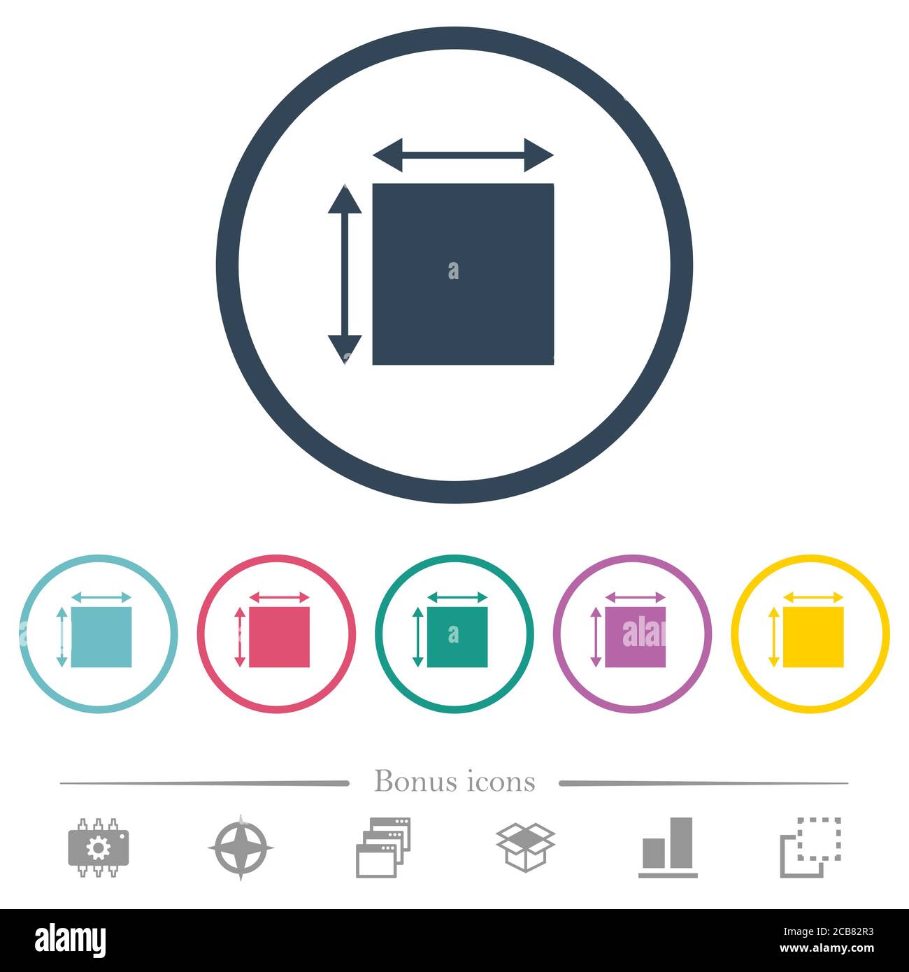 Elemet Dimensions Flat Color Icons In Round Outlines 6 Bonus Icons Included Stock Vector Image