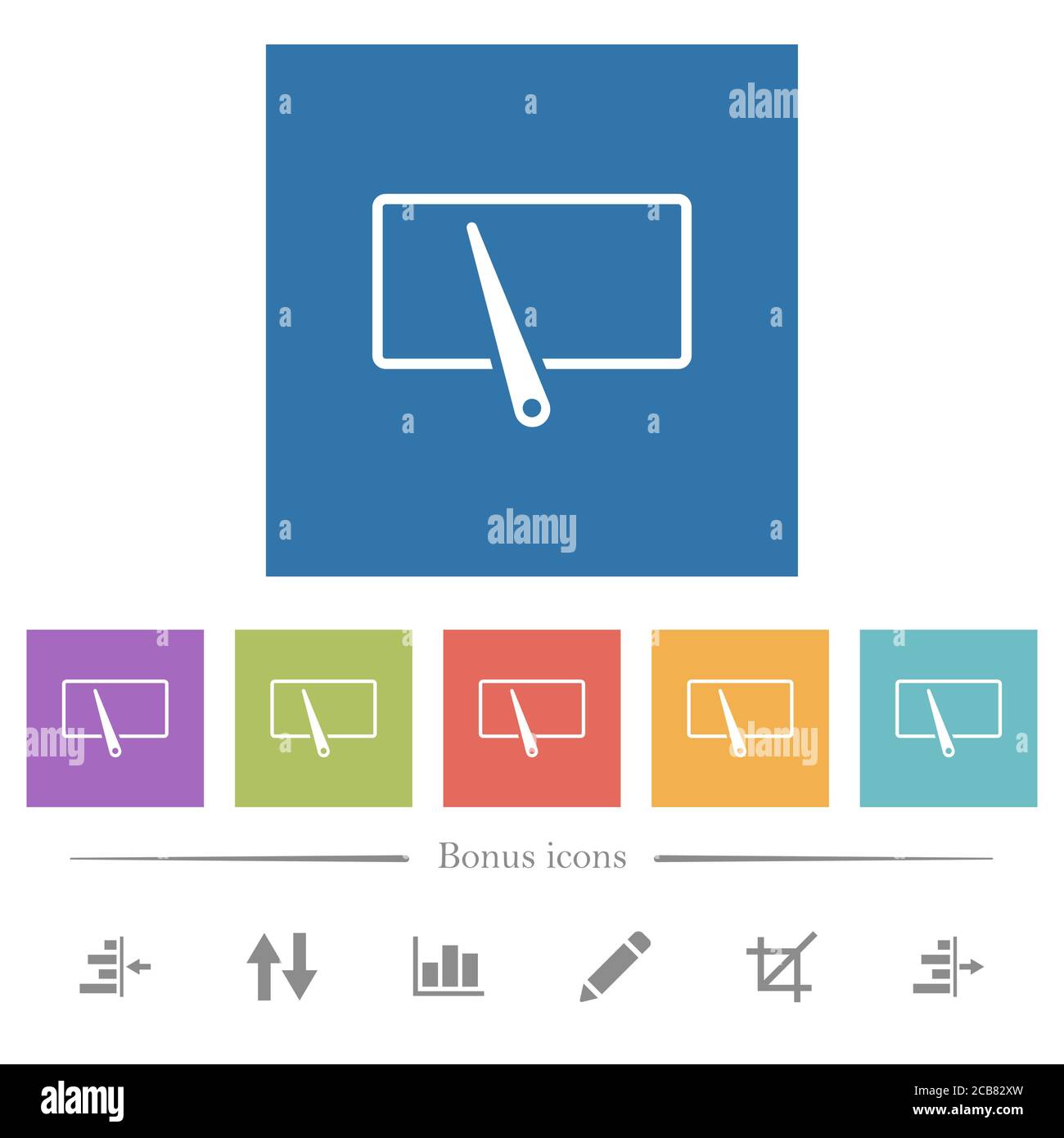 Rear window wiper flat white icons in square backgrounds. 6 bonus icons ...