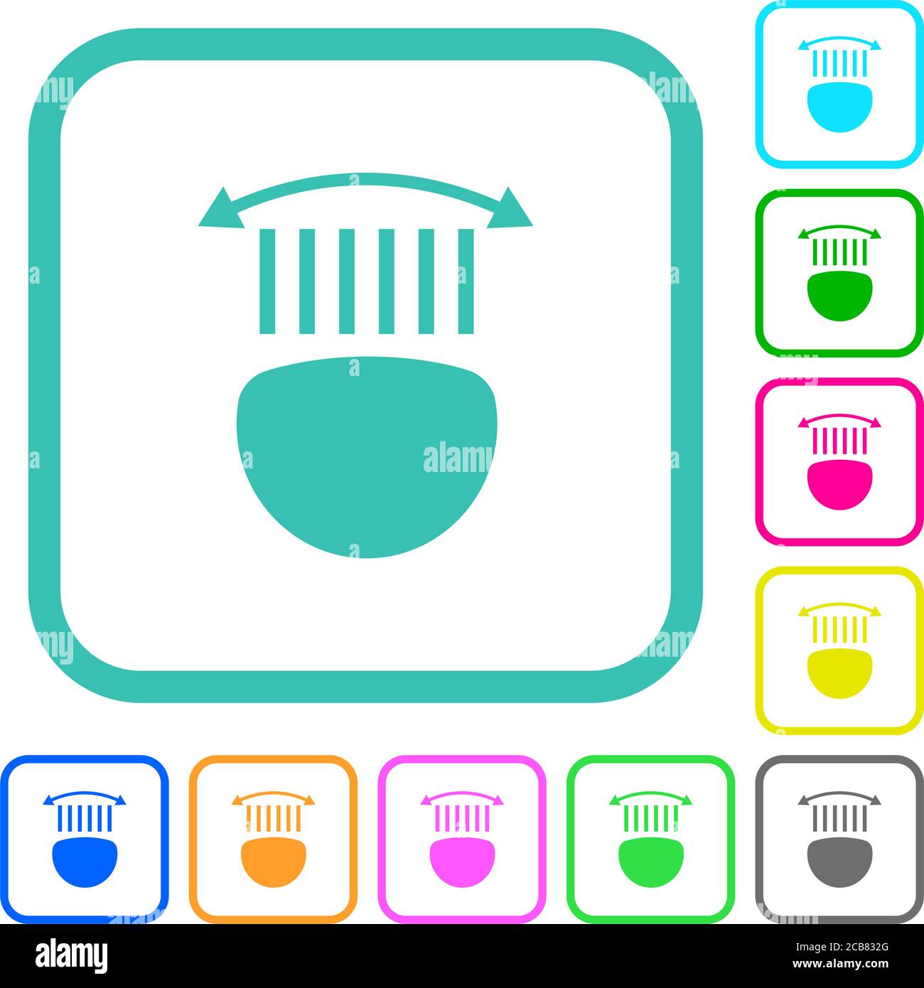 Car headlight control vivid colored flat icons in curved borders on ...