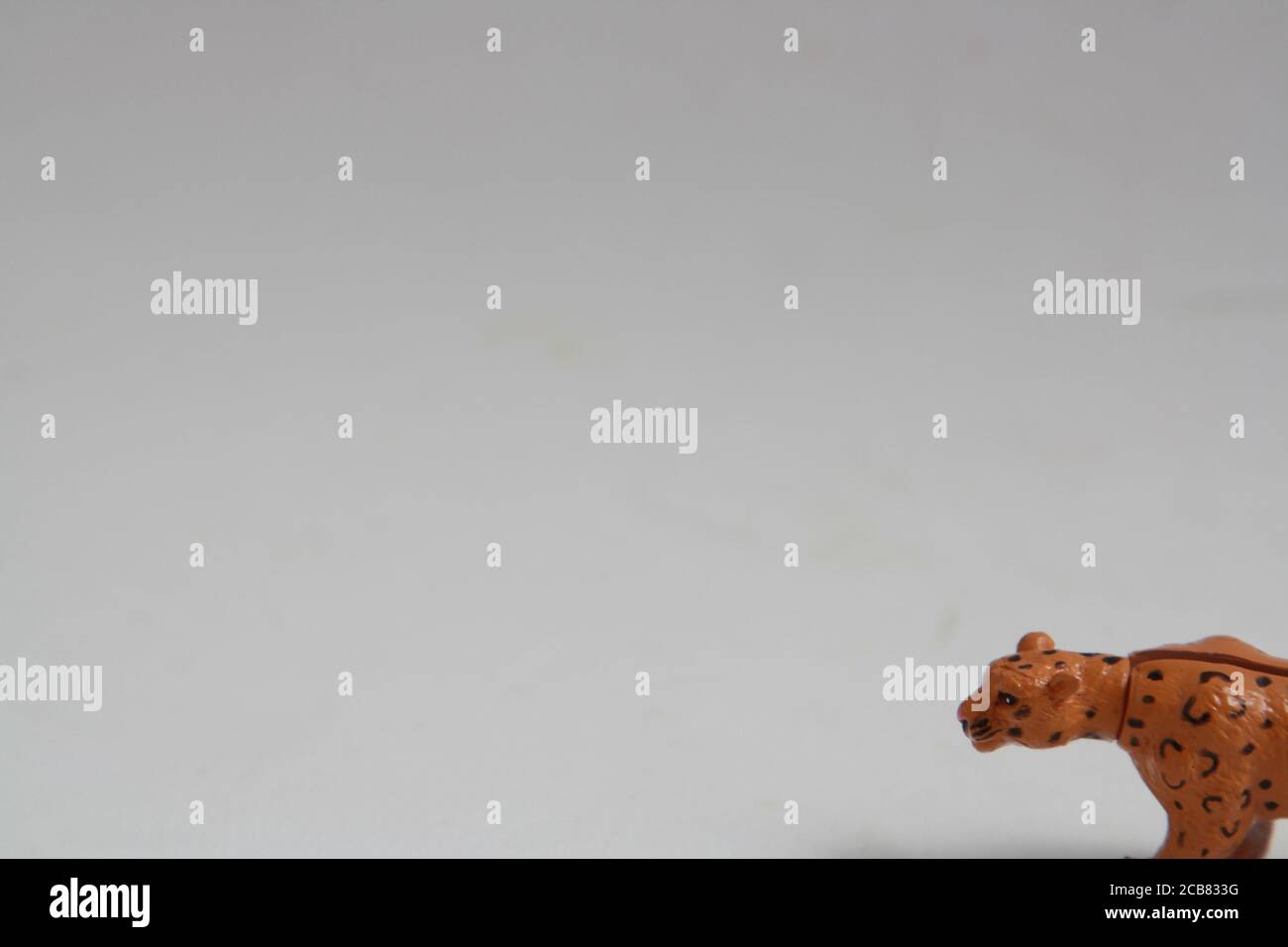 Small leopard plastic toy on a white background Stock Photo - Alamy