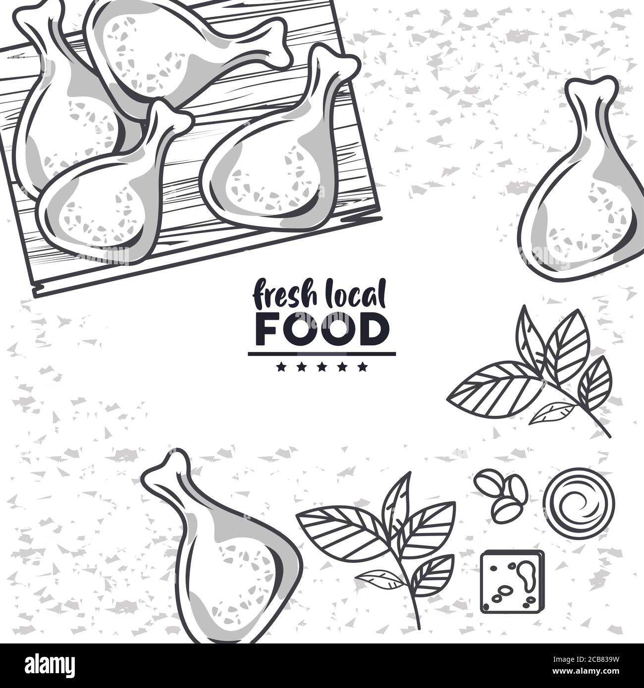 fresh local food lettering drawing in white background vector ...