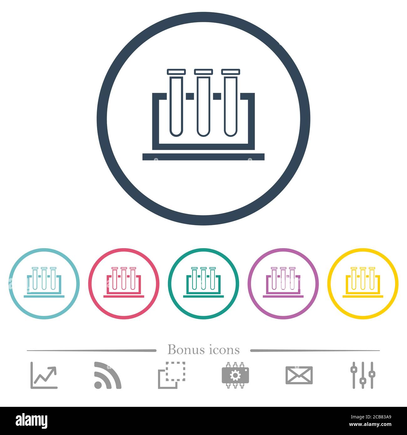 Chemistry flat color icons in round outlines. 6 bonus icons included ...