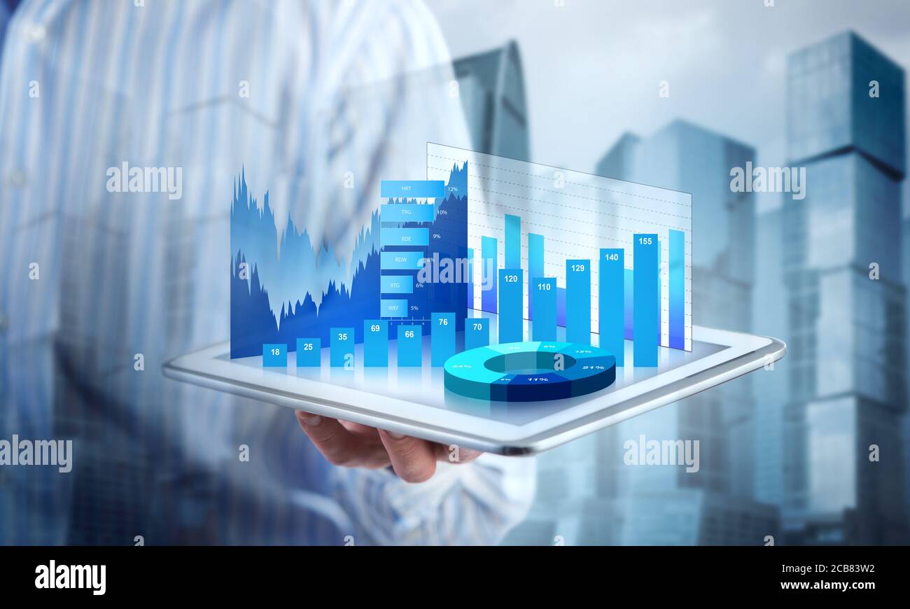 Presenting average sales report Stock Photo - Alamy