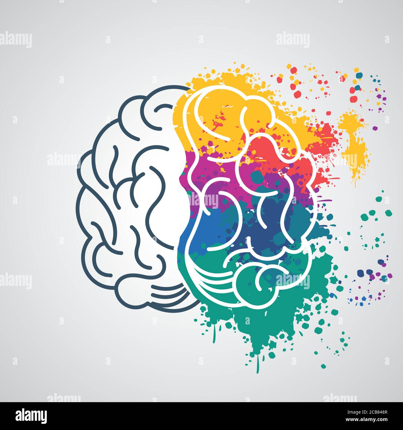 brain power template with colors splashing vector illustration design ...