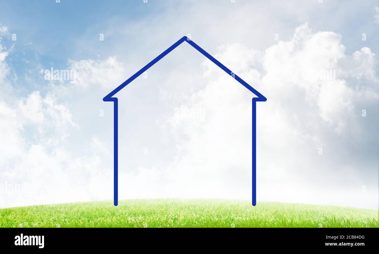 House on sky landscape Stock Photo - Alamy