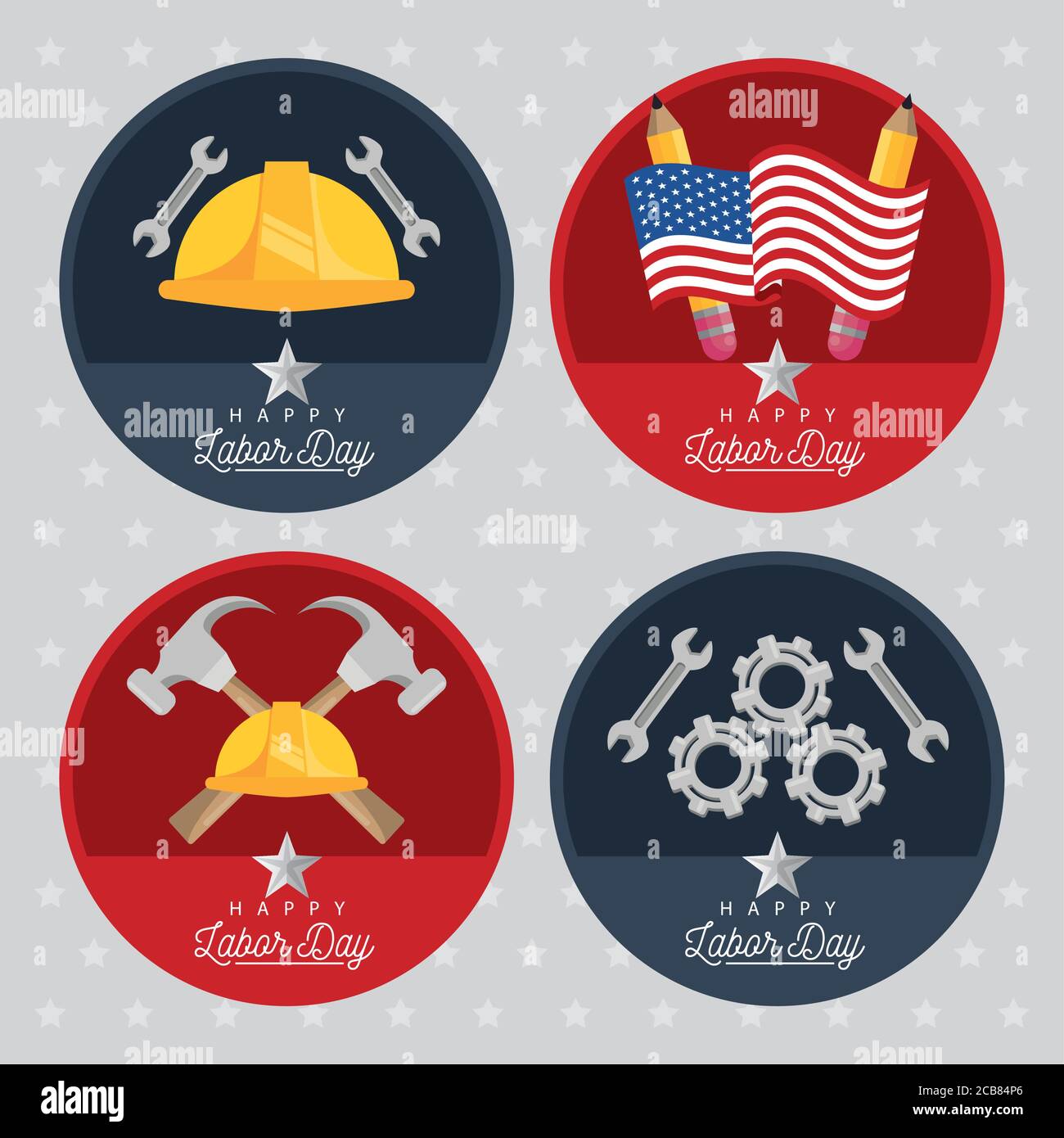 happy labor day celebration with set circular frames vector ...