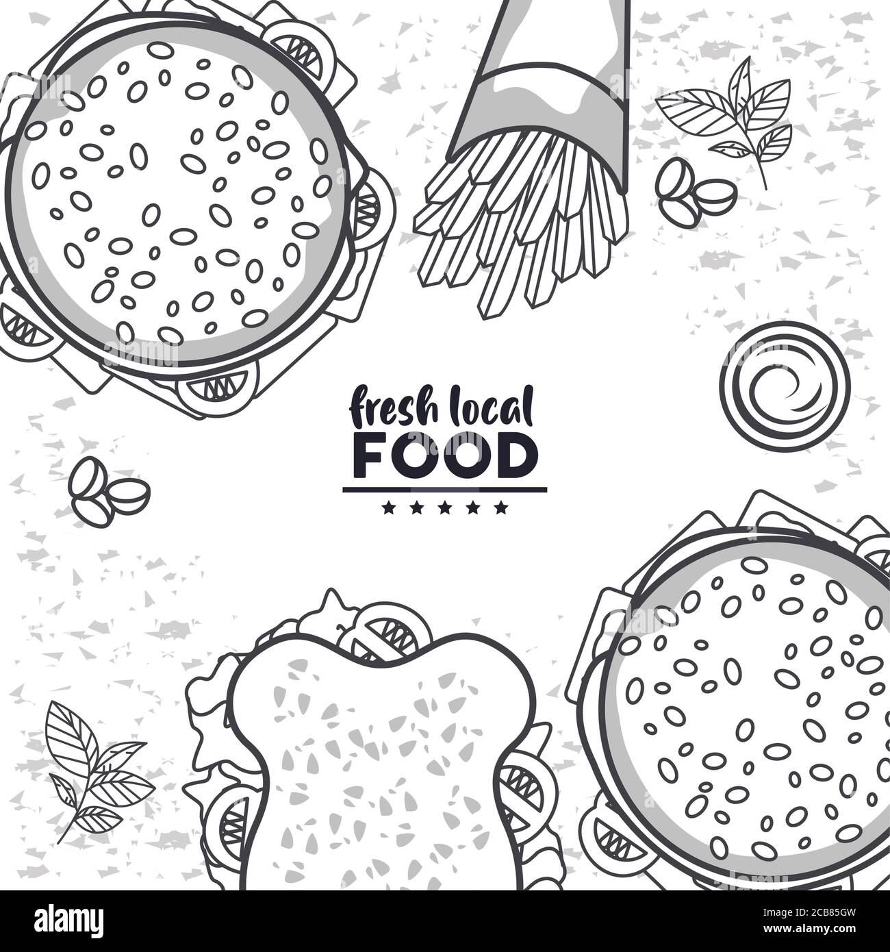 fresh local food drawing in white color background vector illustration ...