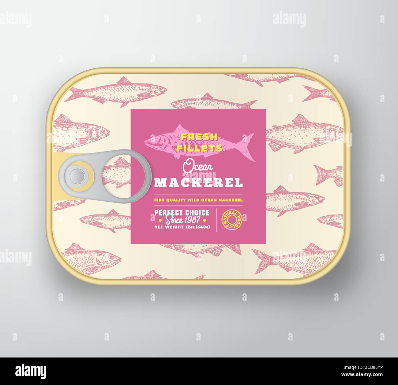 Canned Fish Label Template. Abstract Vector Fish Aluminium Container ...