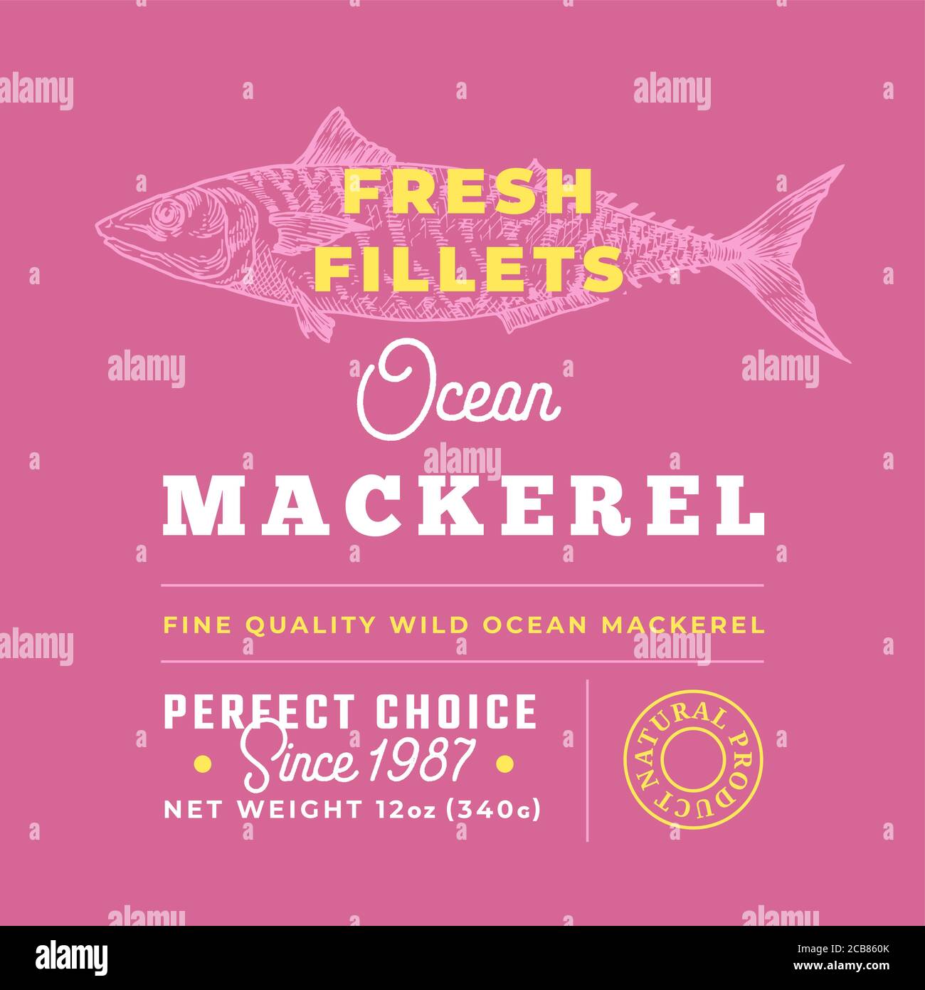Fresh Fillets Premium Quality Label . Abstract Vector Fish Packaging ...