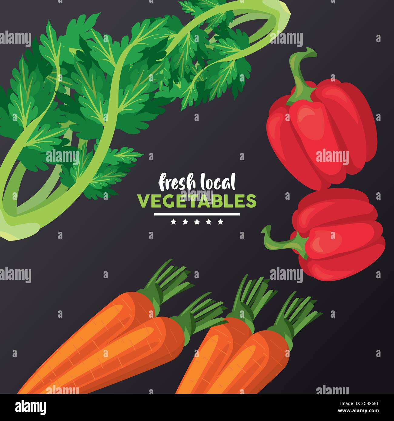 fresh local vegetables lettering with background black vector ...