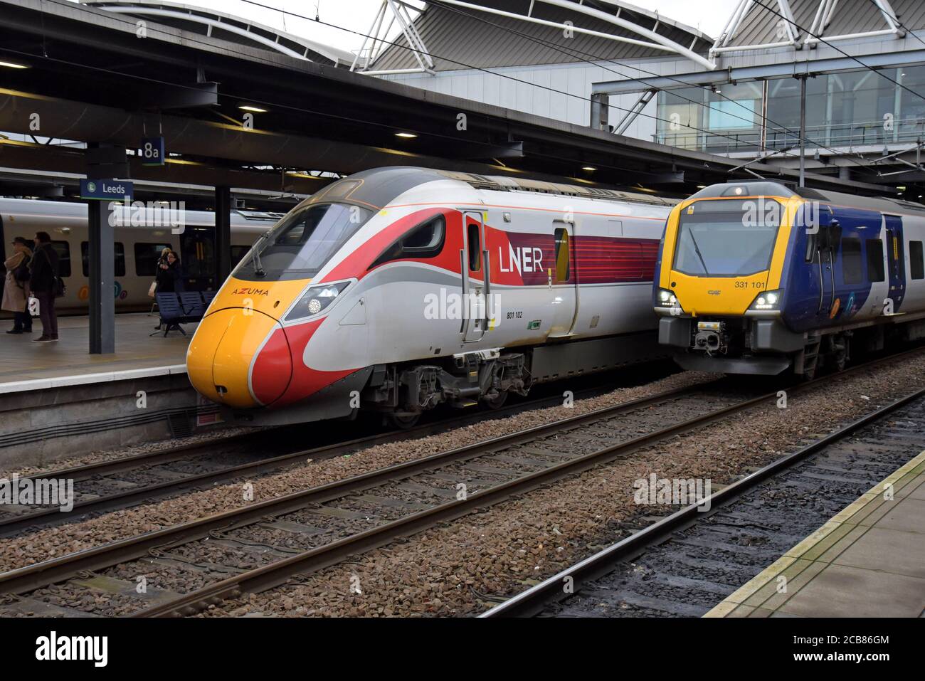 LNER Azuma at Leeds station, of the new LNER fleet of Hitachi 800 class ...