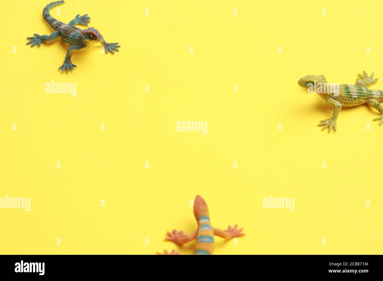 Closeup shot of lizard shaped rubber toy in color background Stock ...