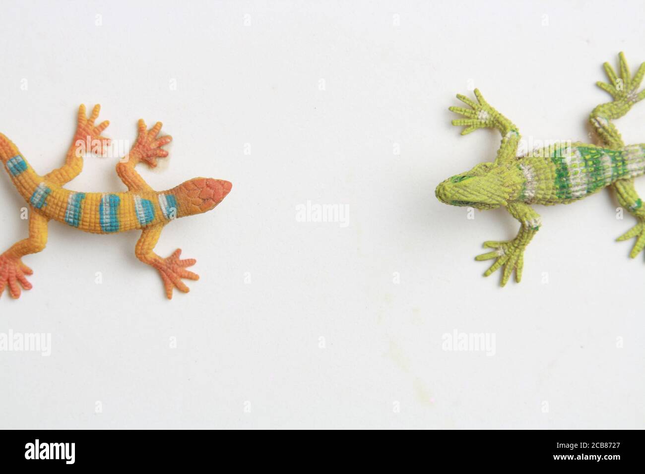Closeup shot of rubber lizard toys isolated on a white background Stock ...
