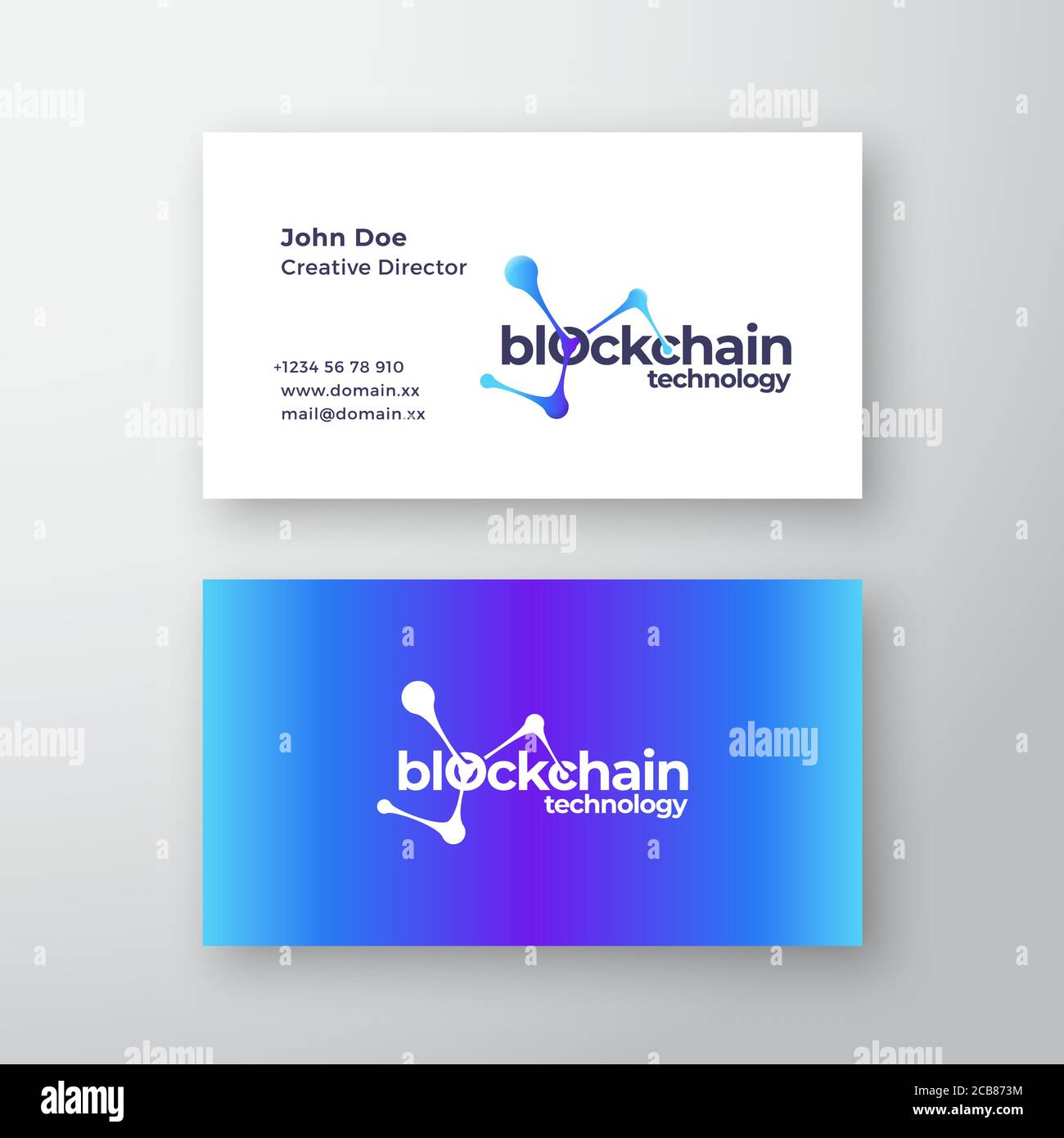 Blockchain Technology Abstract Elegant Vector Logo and Business Card ...