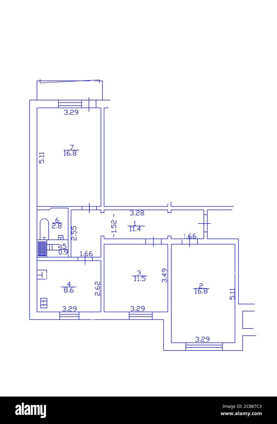 Floor Plan. Apartment Blueprint with Construction Elements. House ...