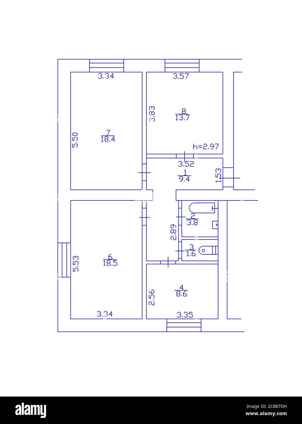 Floor Plan. Apartment Blueprint with Construction Elements. House ...
