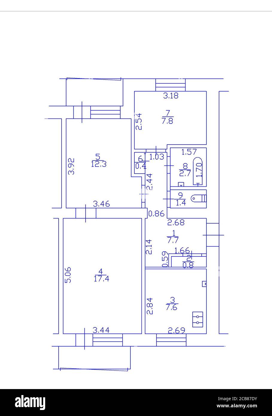 Floor Plan. Apartment Blueprint with Construction Elements. House ...