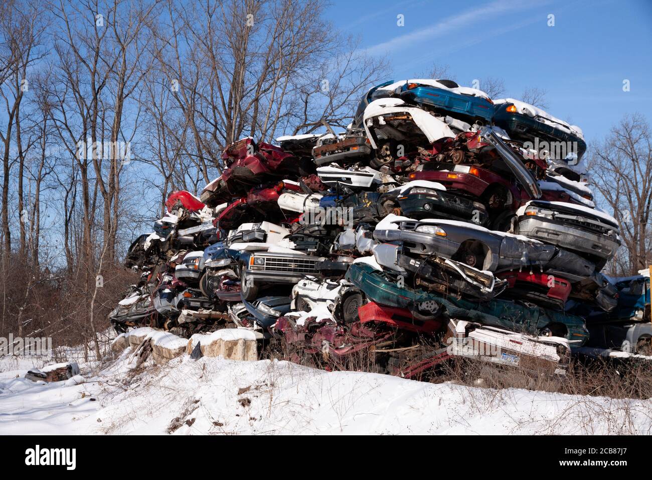 Compacted cars at metal recycling facility, E USA, by Dembinsky Photo ...