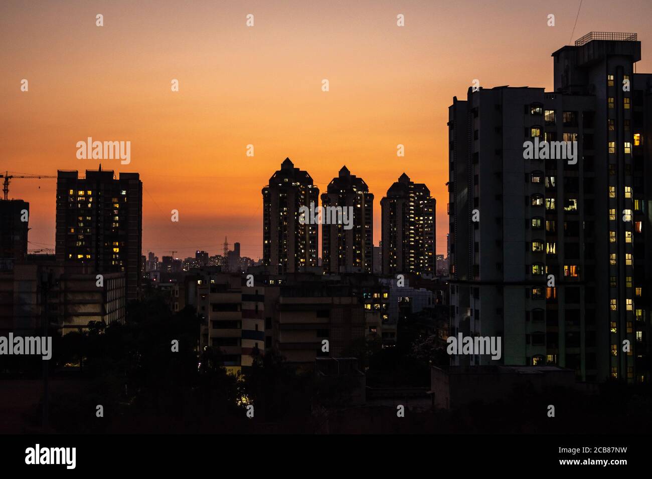 Mumbai, Maharashtra, India - March 2020: Twilight colors in the sky ...