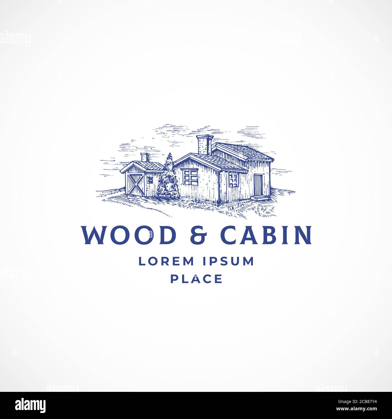 Cabin in the Woods Abstract Vector Sign, Symbol or Logo Template ...