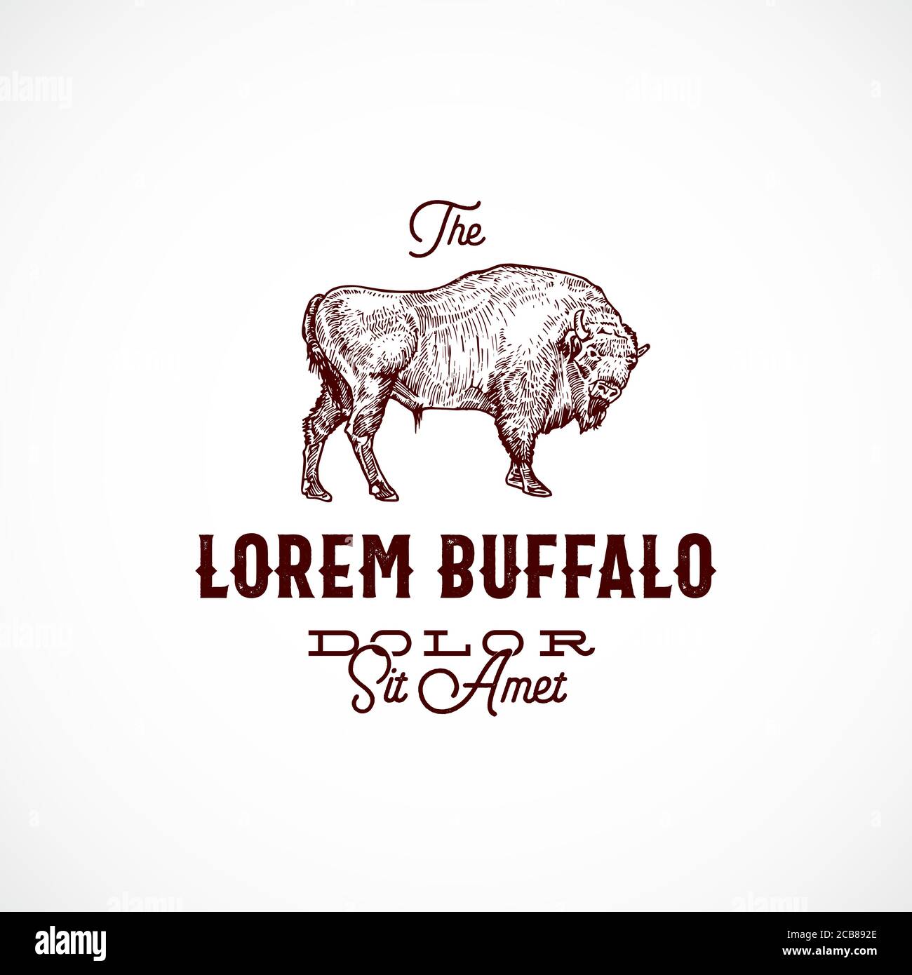 Buffalo Abstract Vector Sign, Symbol or Logo Template. Hand Drawn Bison ...