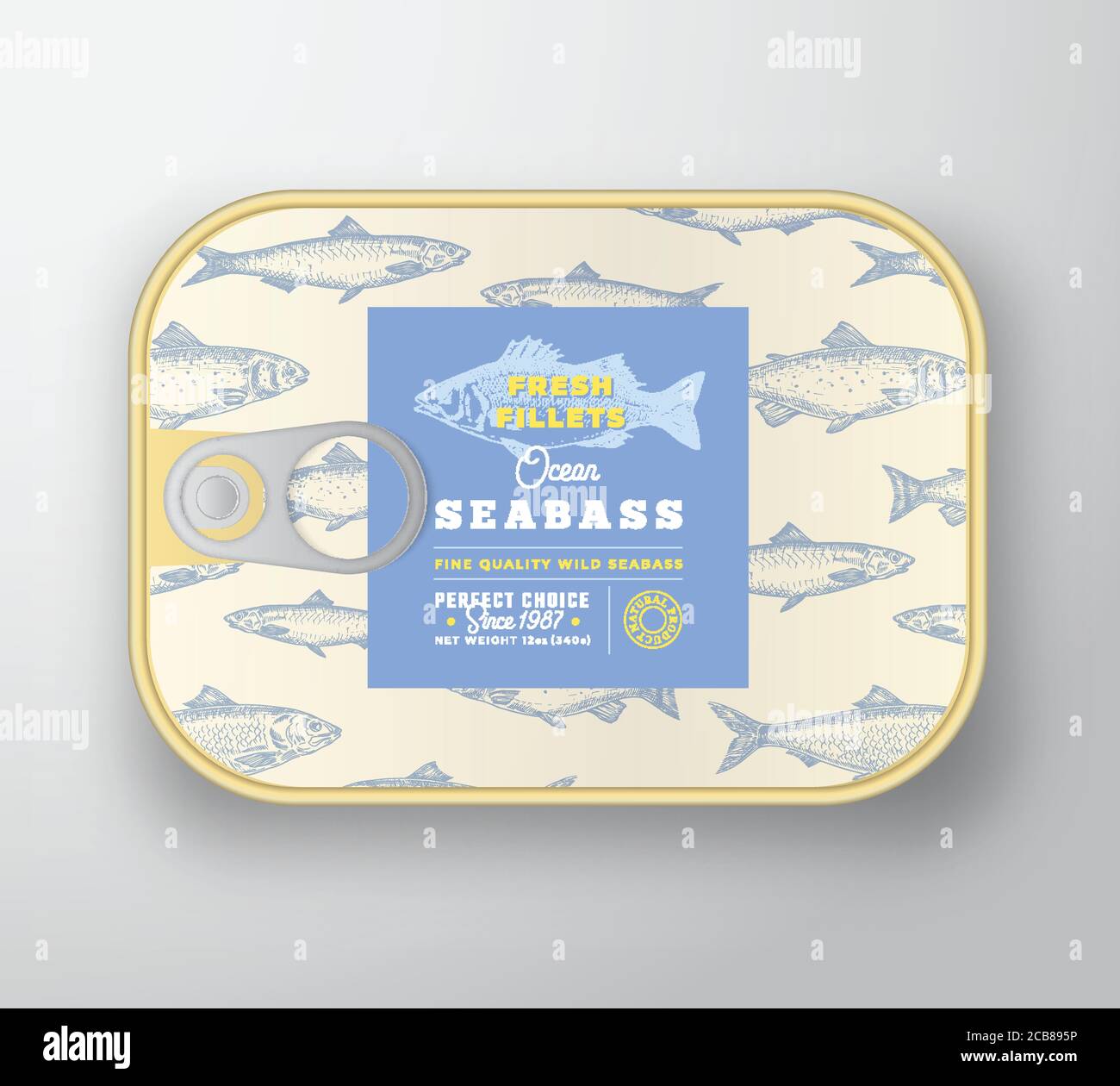 Canned Fish Label Template. Abstract Vector Fish Aluminium Container ...