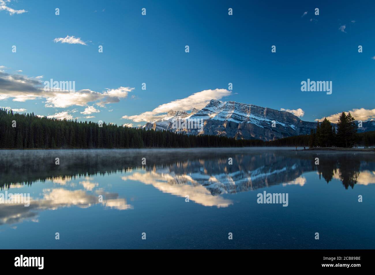 Mt Rundle reflected in Two Jack Lake, Banff National Park, Alberta ...