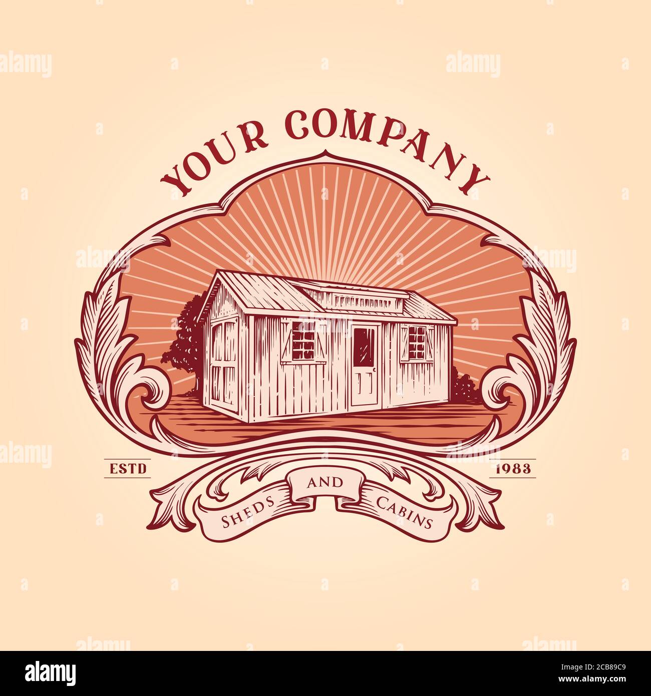 Shed Cabins Frame Logo Vintage Your Company Stock Vector Image & Art ...