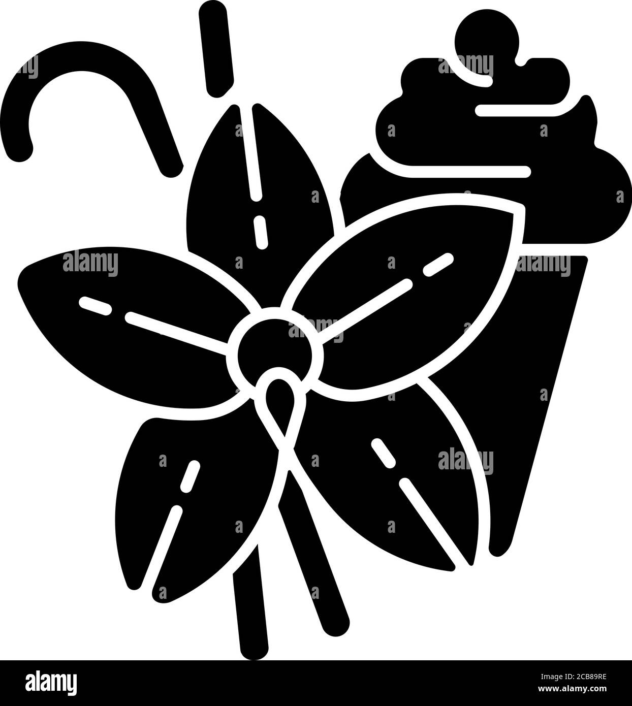 Vanilla black glyph icon. Vanilla flower and sticks. Aromatic flavor ...