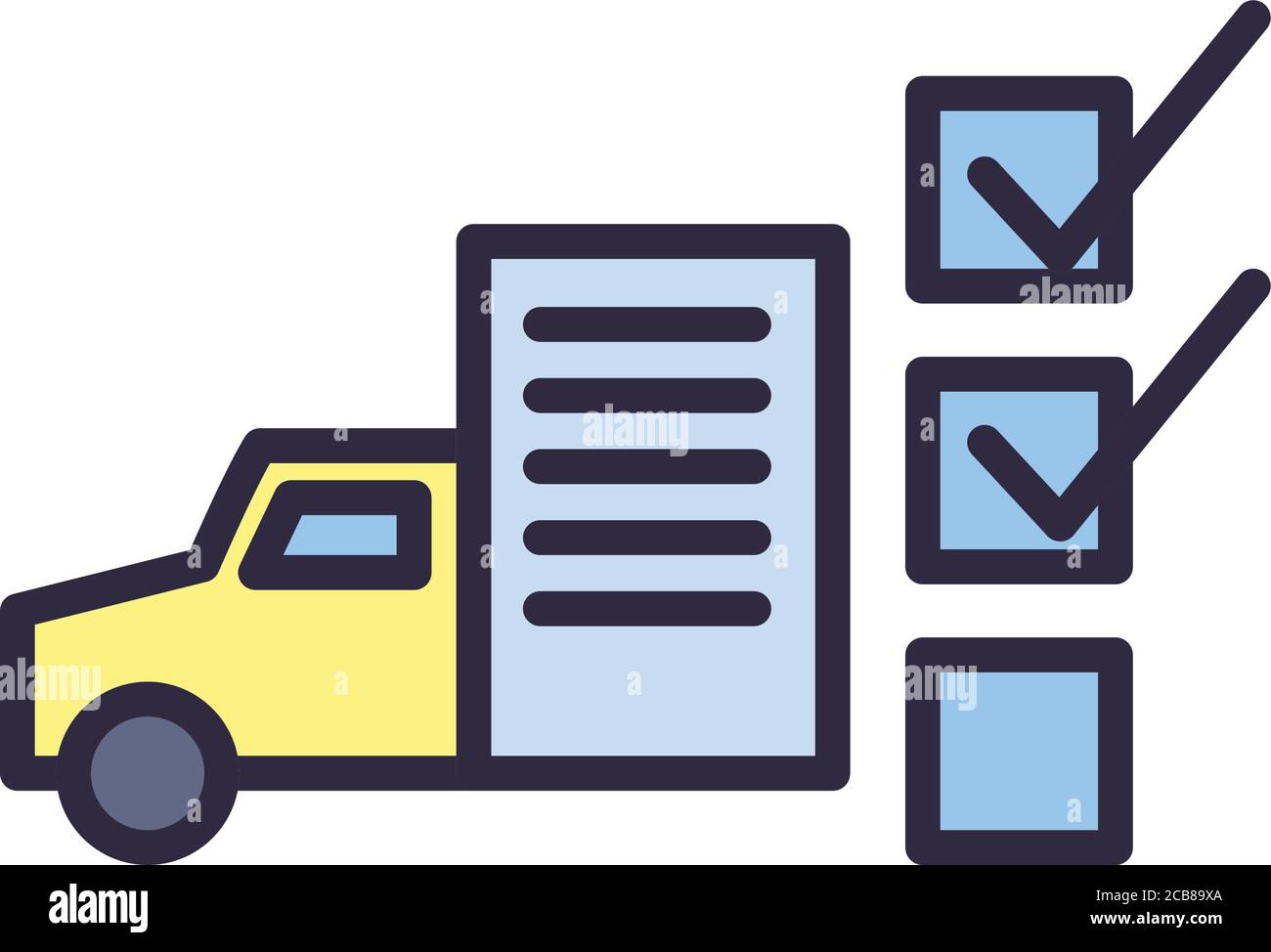 truck with check marks line and fill style icon design, Repair service ...