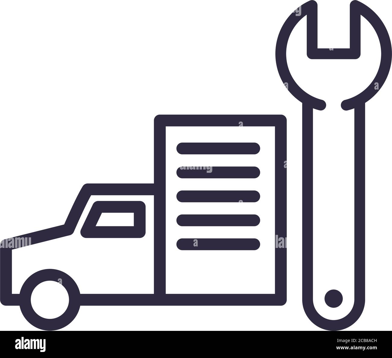 truck with wrench line style icon design, Repair service and vehicle ...