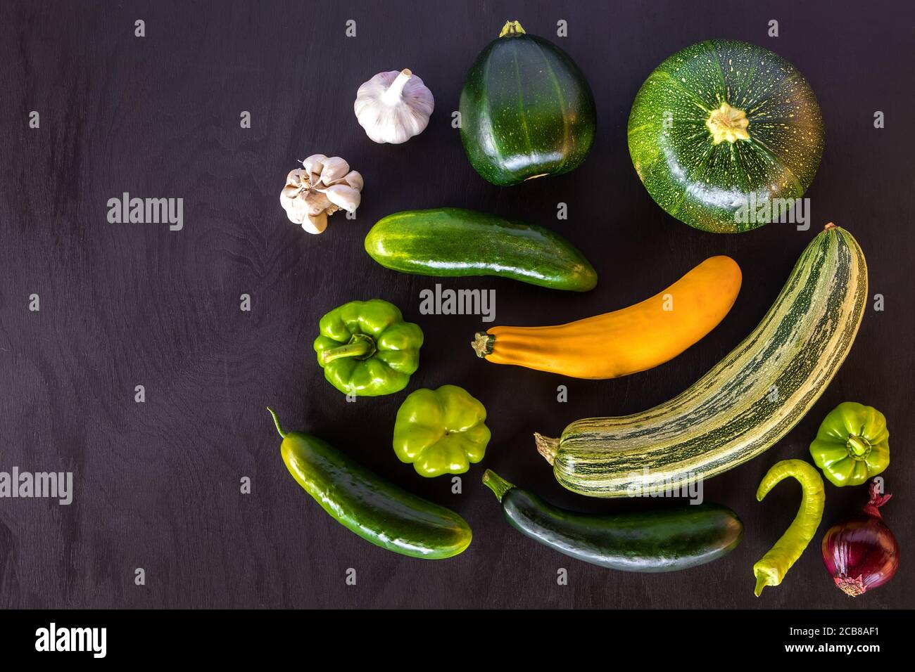fresh vegetables a top view of ripe vegetables. Different types of ...