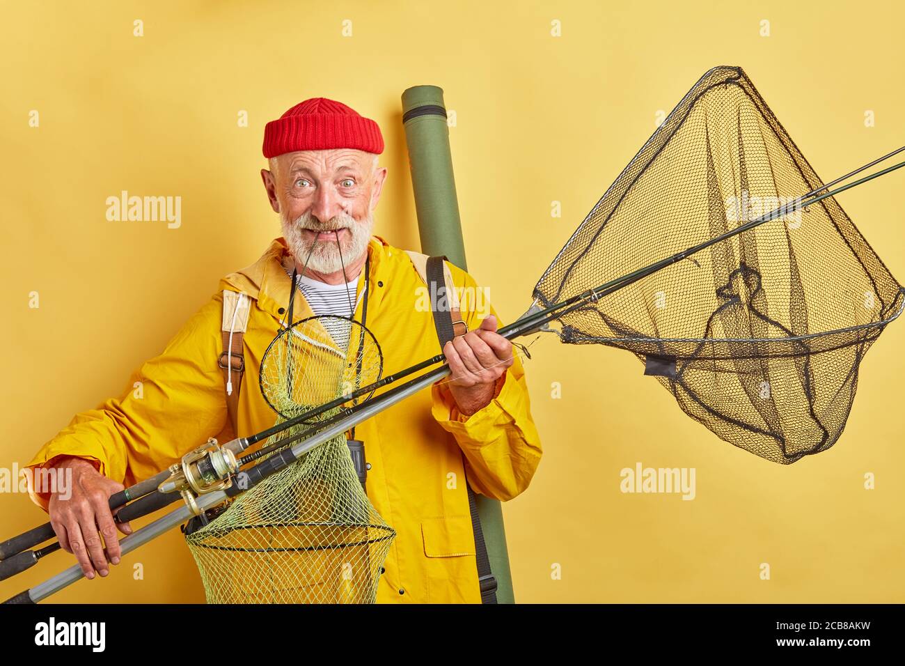 retired bearded crazy old man going fishing alone, man is mad at ...