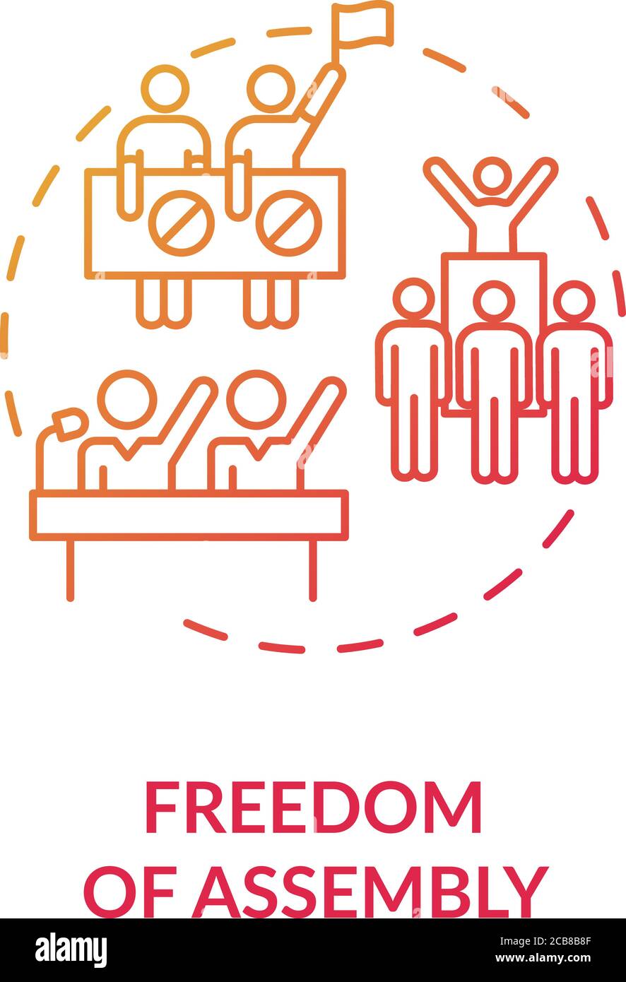 Freedom of assembly concept icon. Peaceful mass protest freedom idea ...