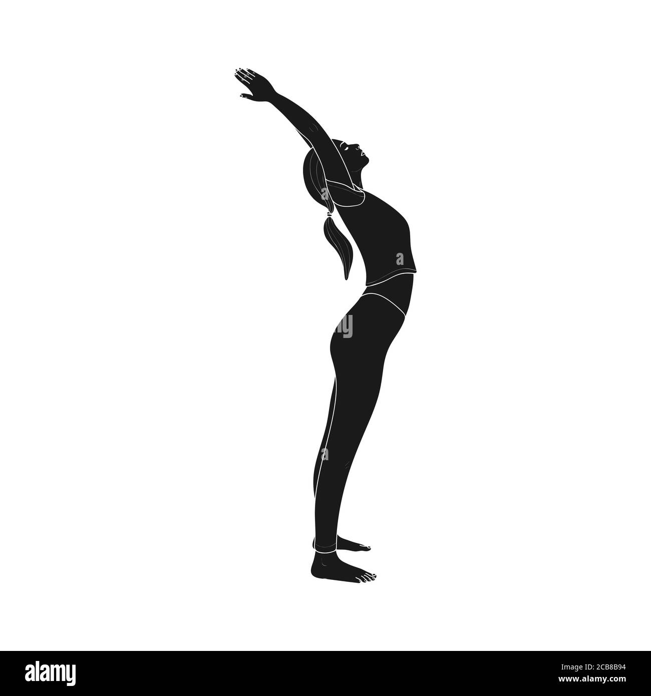 Silhouette of a Girl with Raised Arms. Vector Stock Vector Image & Art ...