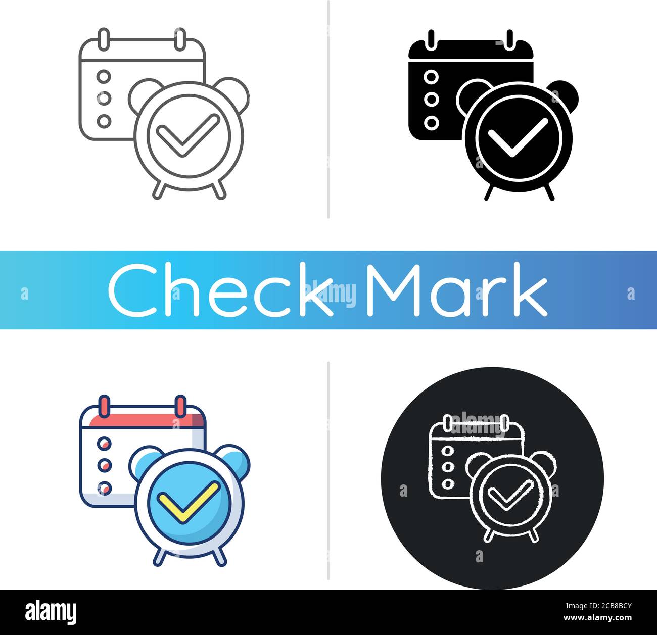 Reminder check icon. Organizer checkmark. Meeting date in calendar ...