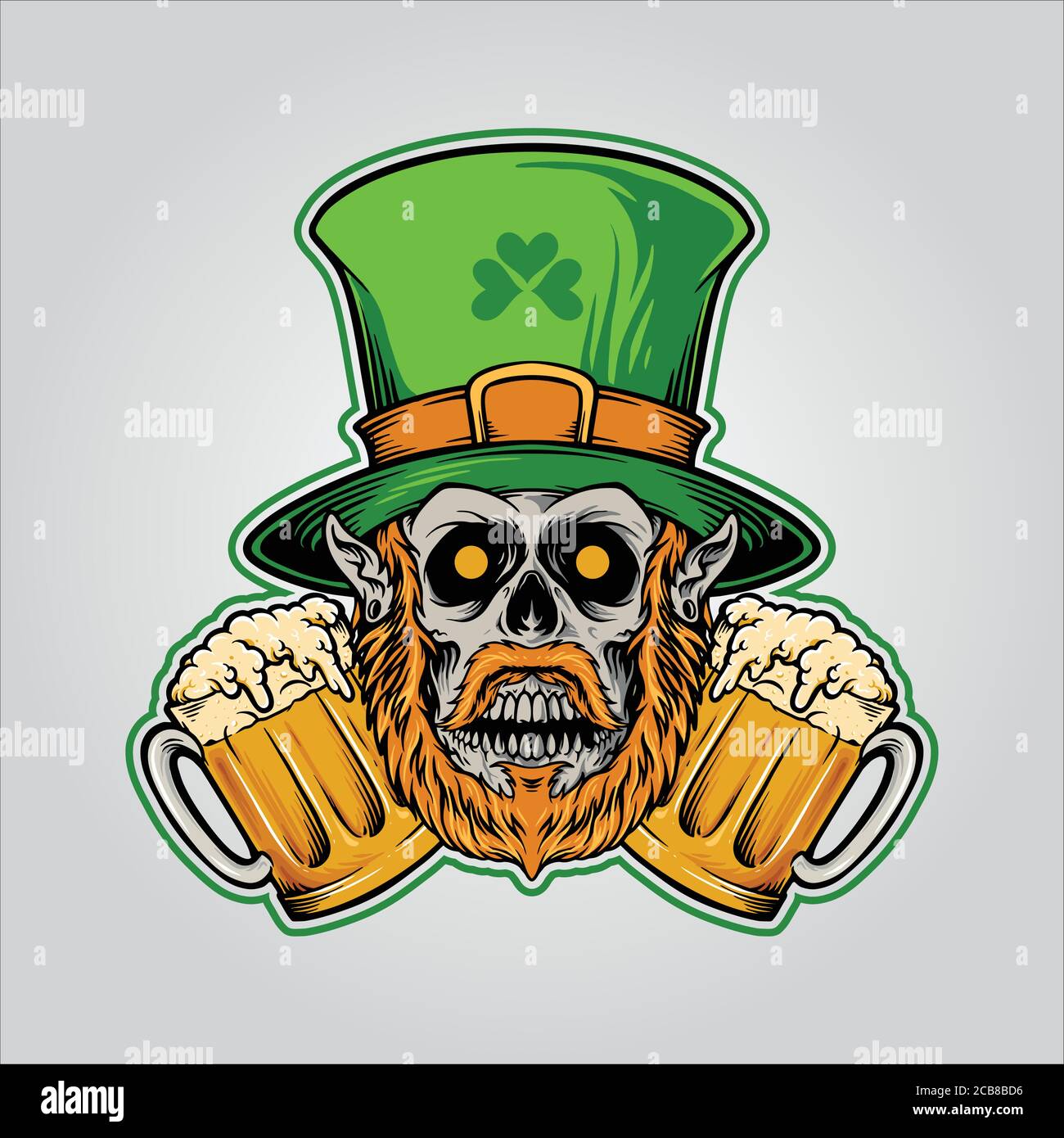 St patrick's day mascot Skull with Beer Glass Party Stock Vector Image ...