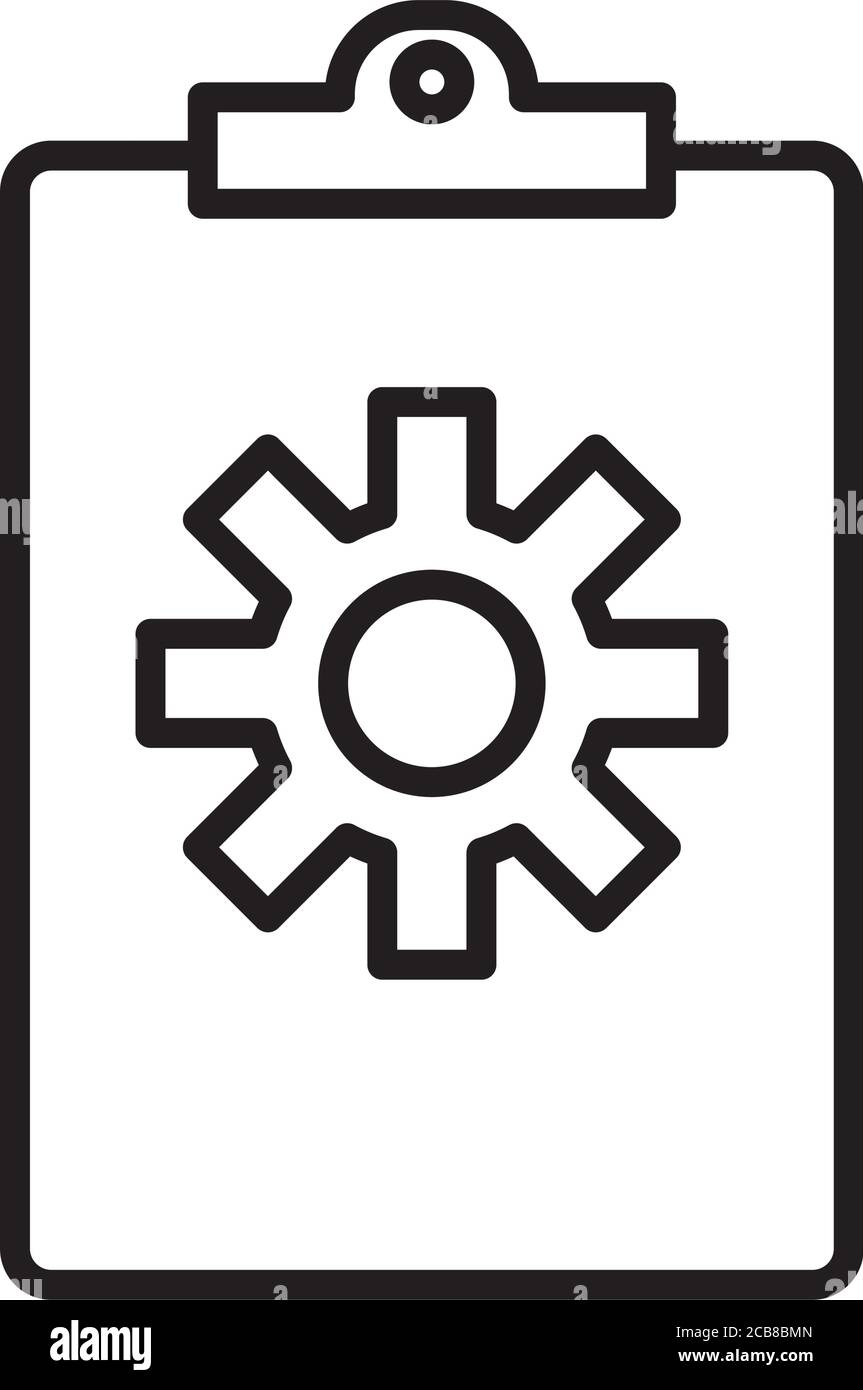 gear settings machine in clipboard line style icon vector illustration ...