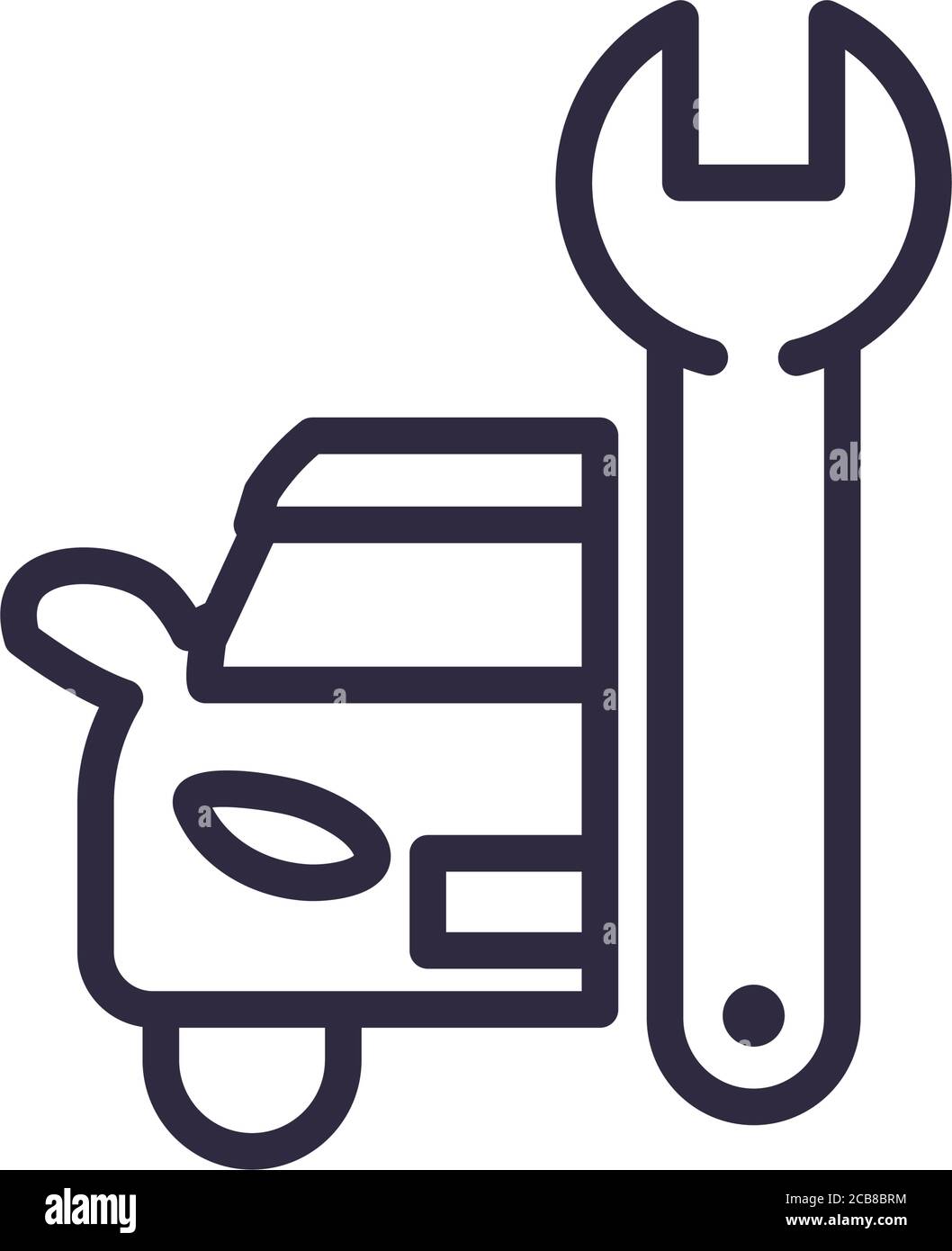 car with wrench line style icon design, Repair service and vehicle ...