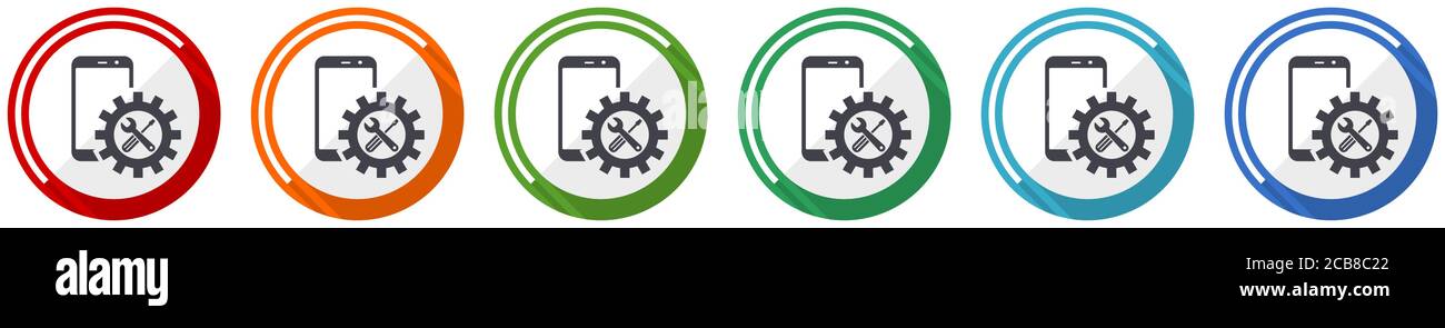Mobile phone, smartphone service icon set, flat design vector ...