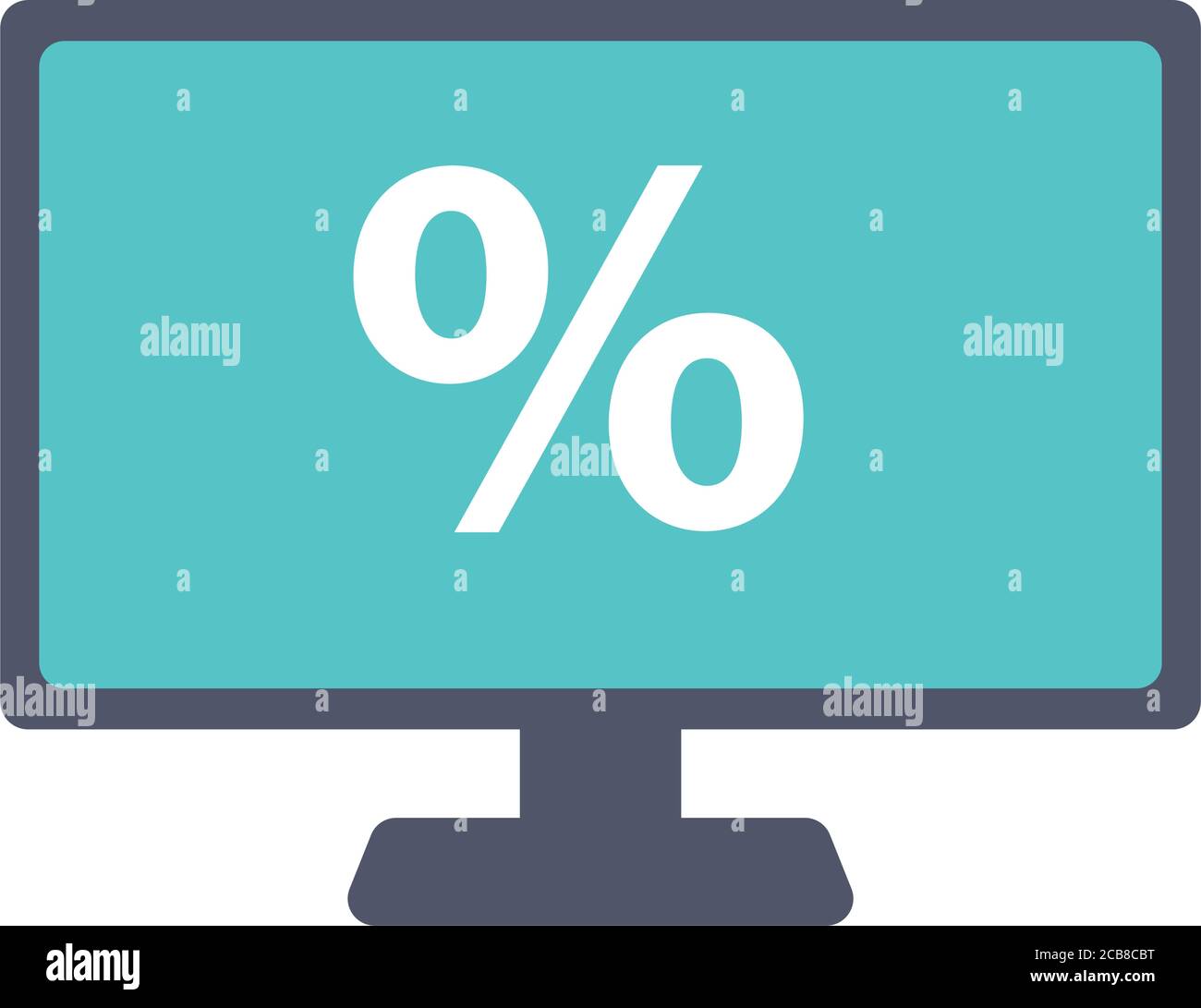 computer desktop with percent symbol flat style icon vector ...