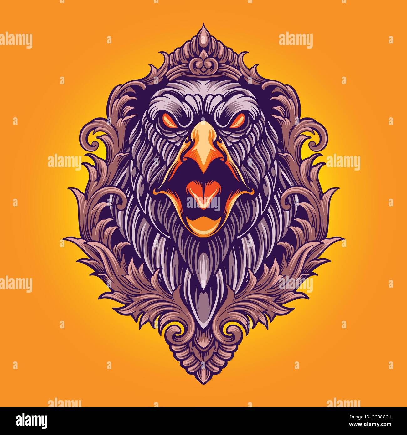 Eagle Angry Ornaments Illustrations for logo and merchandise clothing ...