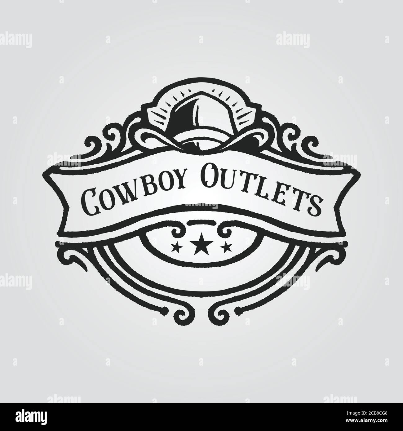 Cowboy Hat Badge Logo with banner Stock Vector Image & Art - Alamy