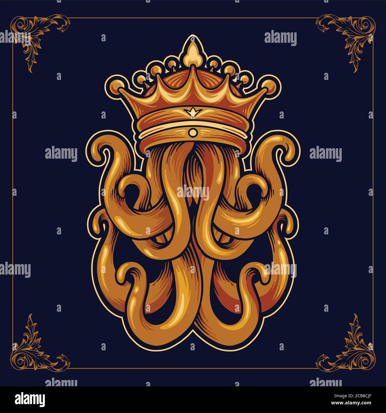 Kraken King Octopus With Crown Luxury for your logo mascot team Stock ...