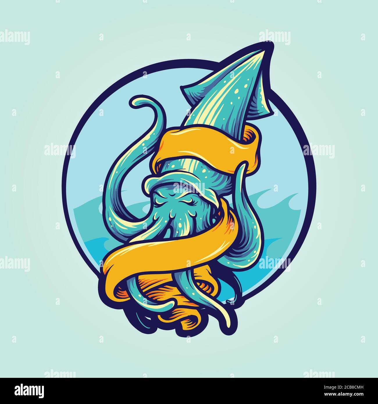 Calamari Logo Mascot with Banner Stock Vector Image & Art - Alamy