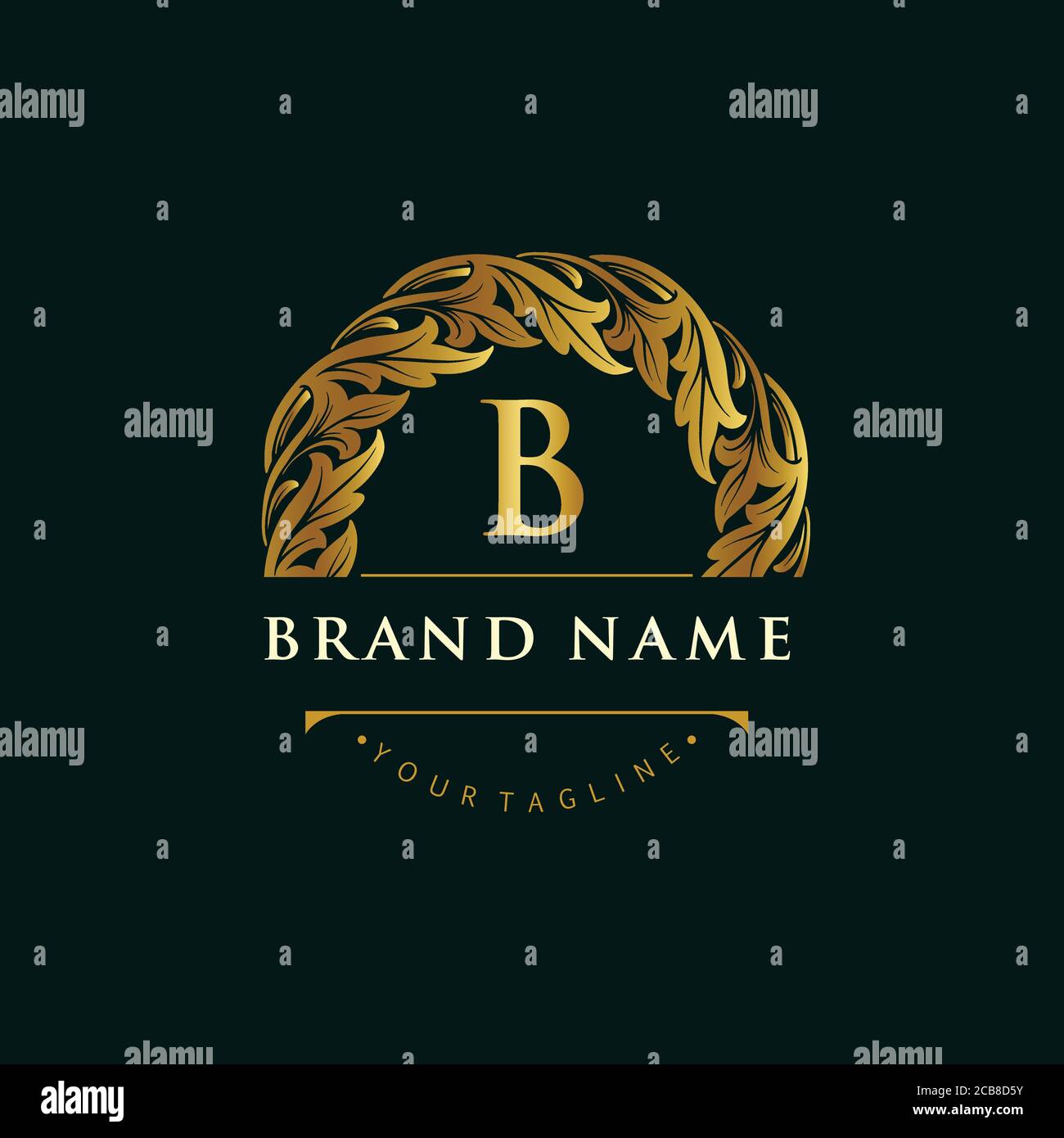 Golden circle leaf and beauty logo design Stock Vector Images - Alamy