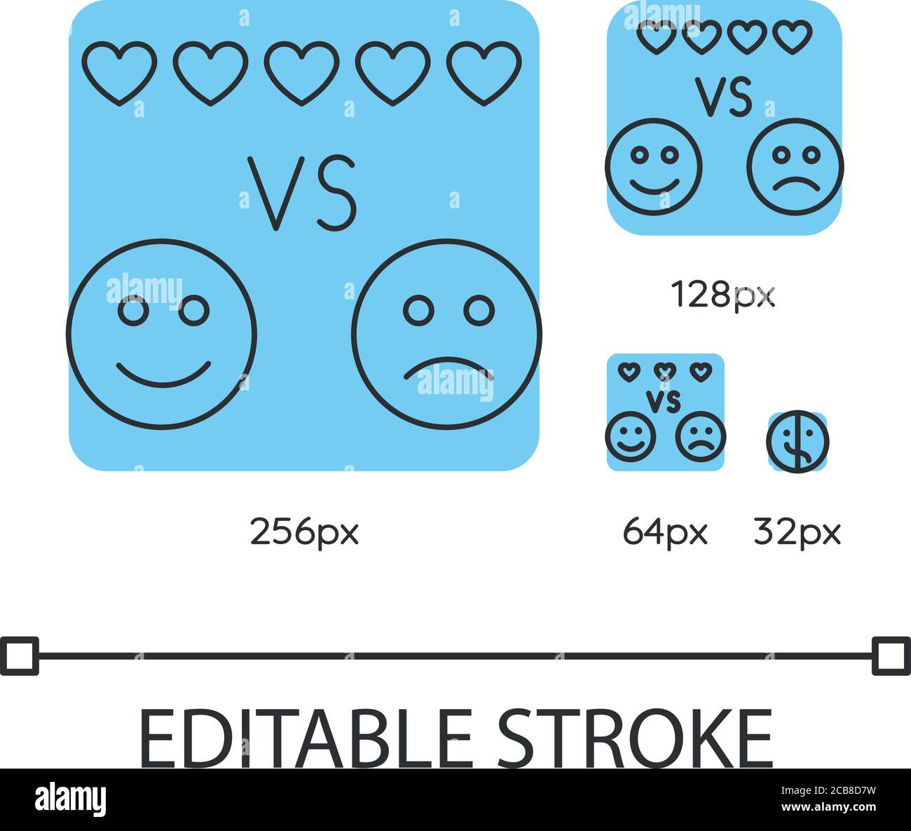 Recommendation blue linear icons set. Good and bad review rate ...