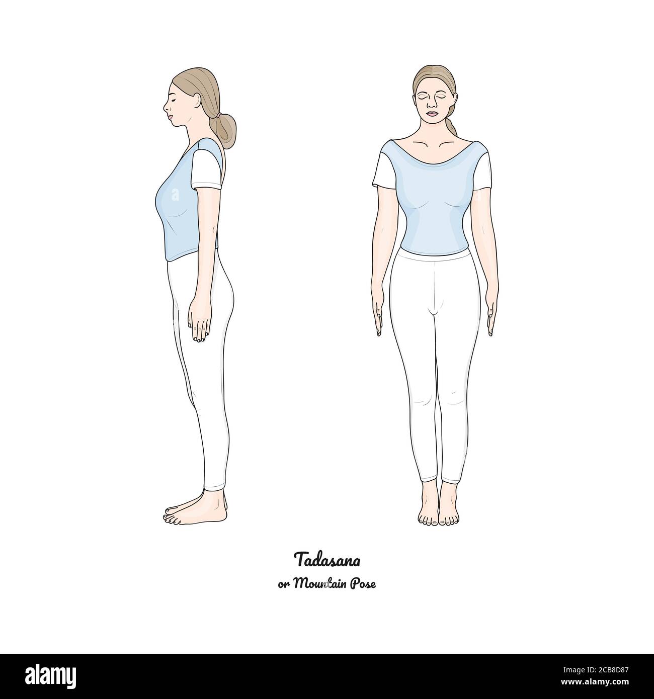 Tadasana or Mountain Pose. Front and Side View. Vector Stock Vector ...