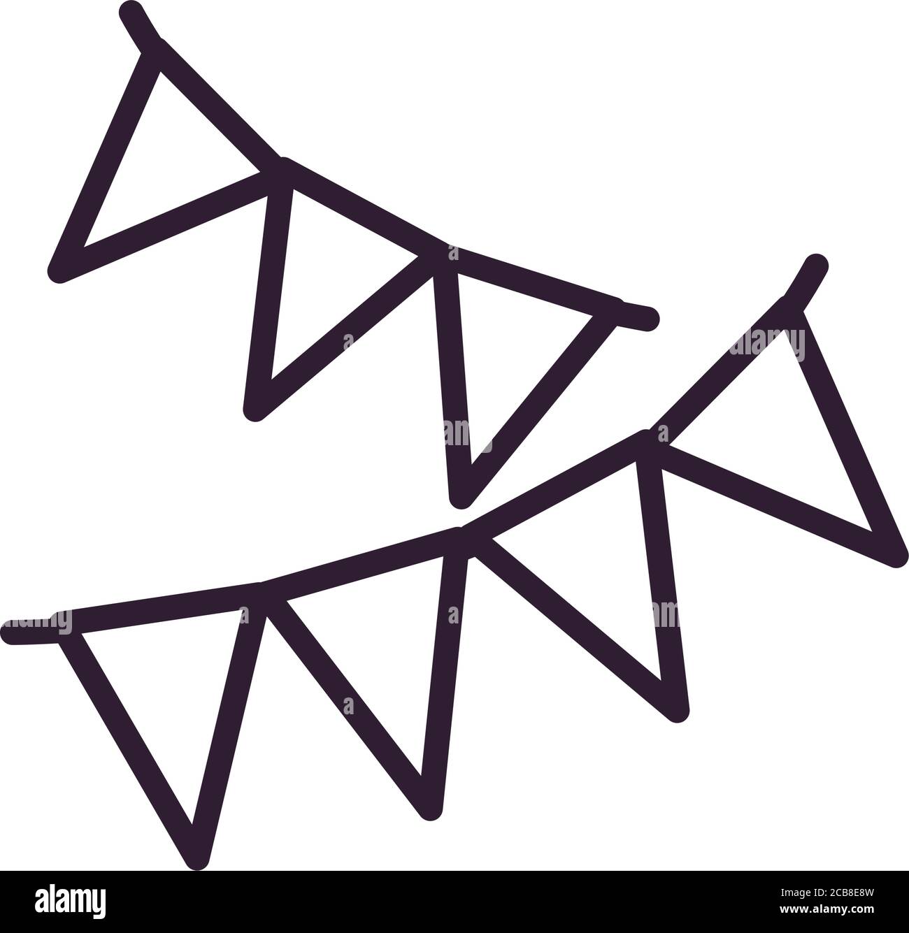 triangle shaped banner pennants line style icon design, Party ...